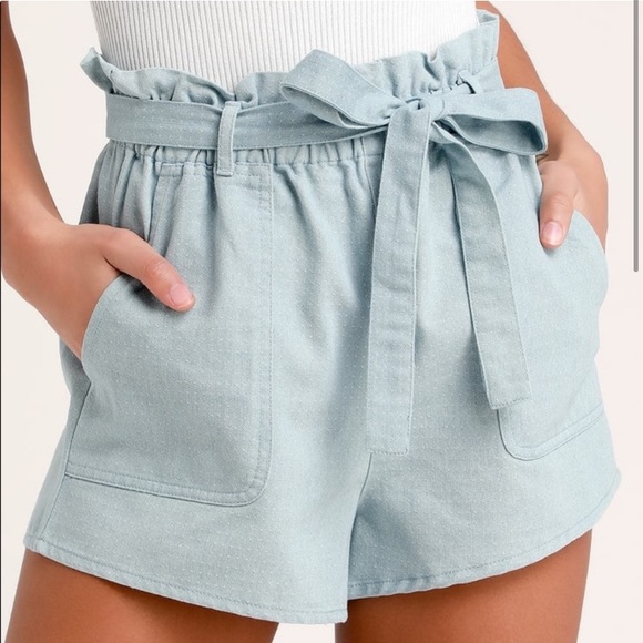 Rhythm. | Shorts | Rhythm Harper Light Blue Tie Front High Waist ...